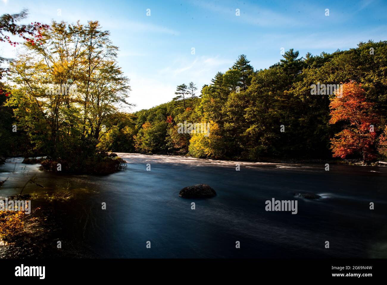 New England river at fall Stock Photo - Alamy