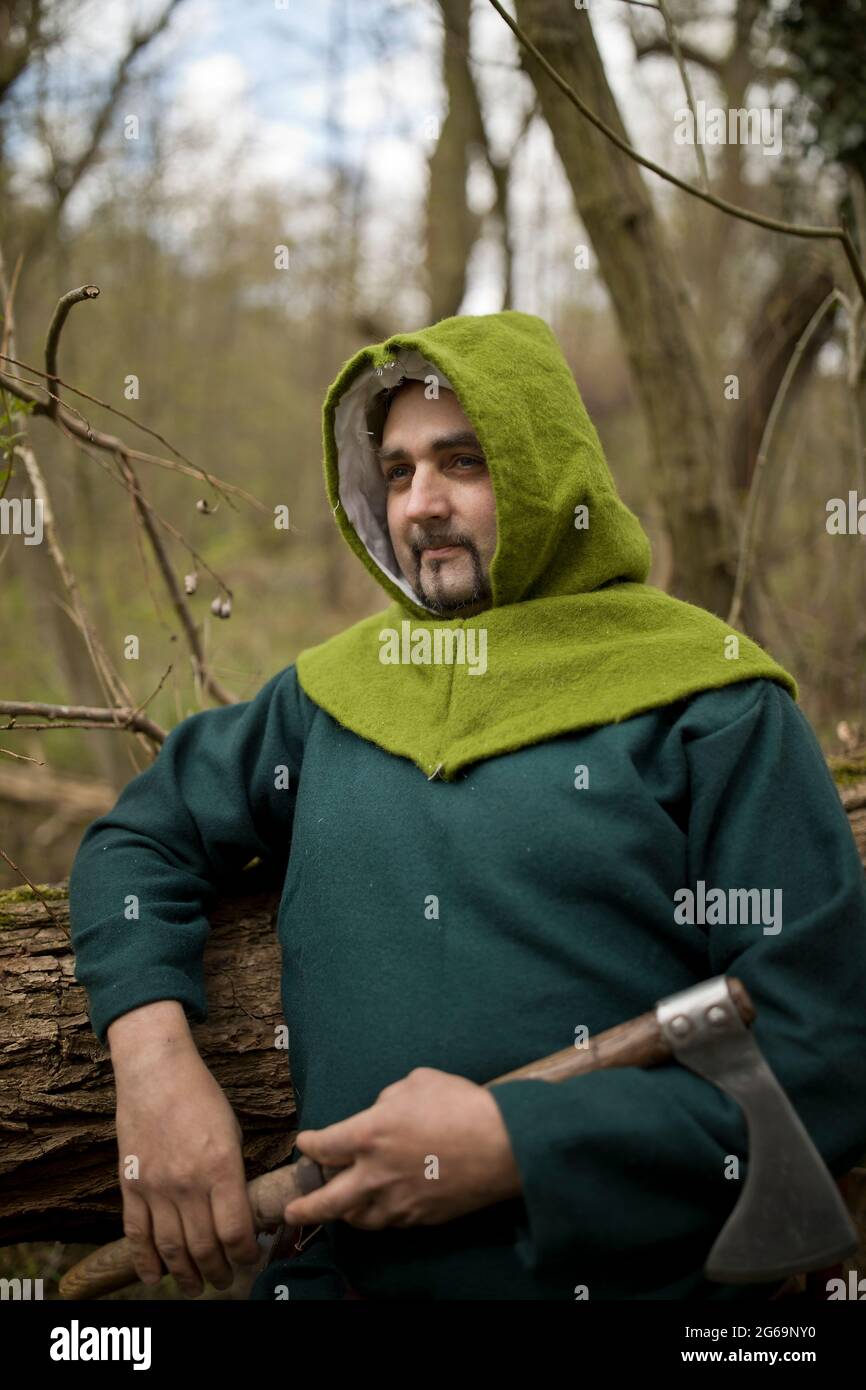 Interpretation of medieval woodsman Stock Photo - Alamy