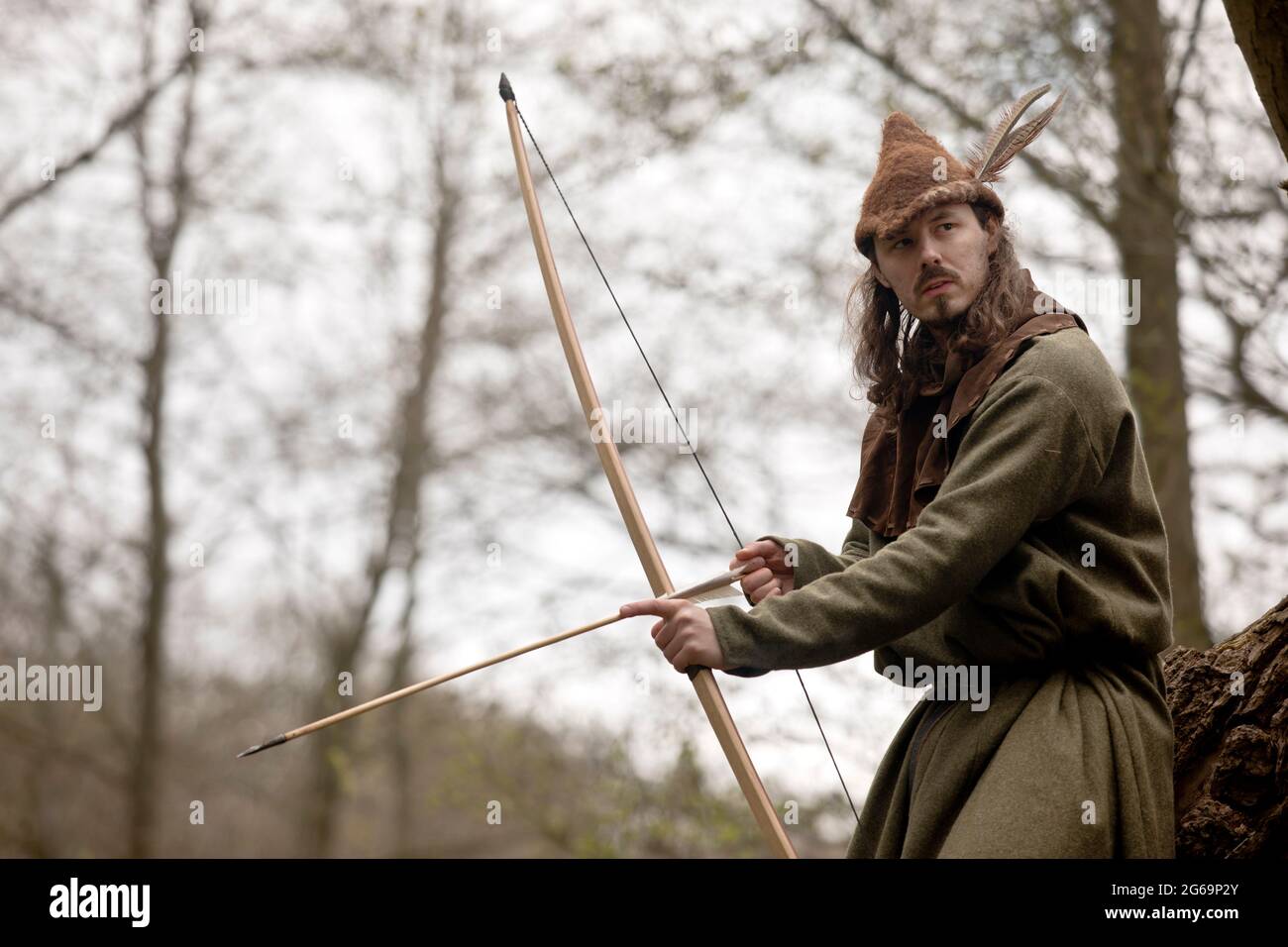 Interpretation of legendary English outlaw Robin Hood in Sherwood ...