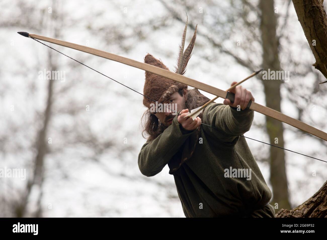 Interpretation of legendary English outlaw Robin Hood in Sherwood ...