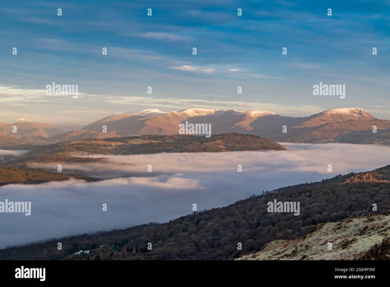 Early morning cloud inversion over Windermere from Gummers How Stock ...