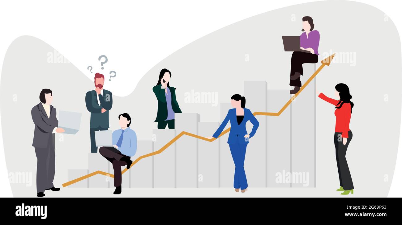 Financial success of the team of top managers, friendly staff - Vector ...