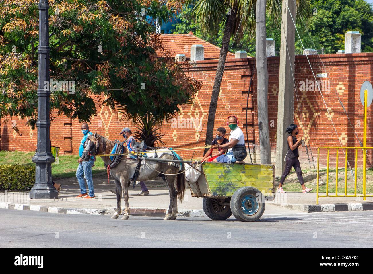 Cuban real people wearing protective face masks in Santiago de Cuba ...