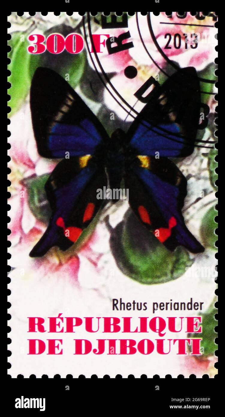 MOSCOW, RUSSIA - MARCH 28, 2020: Postage stamp printed in Djibouti ...