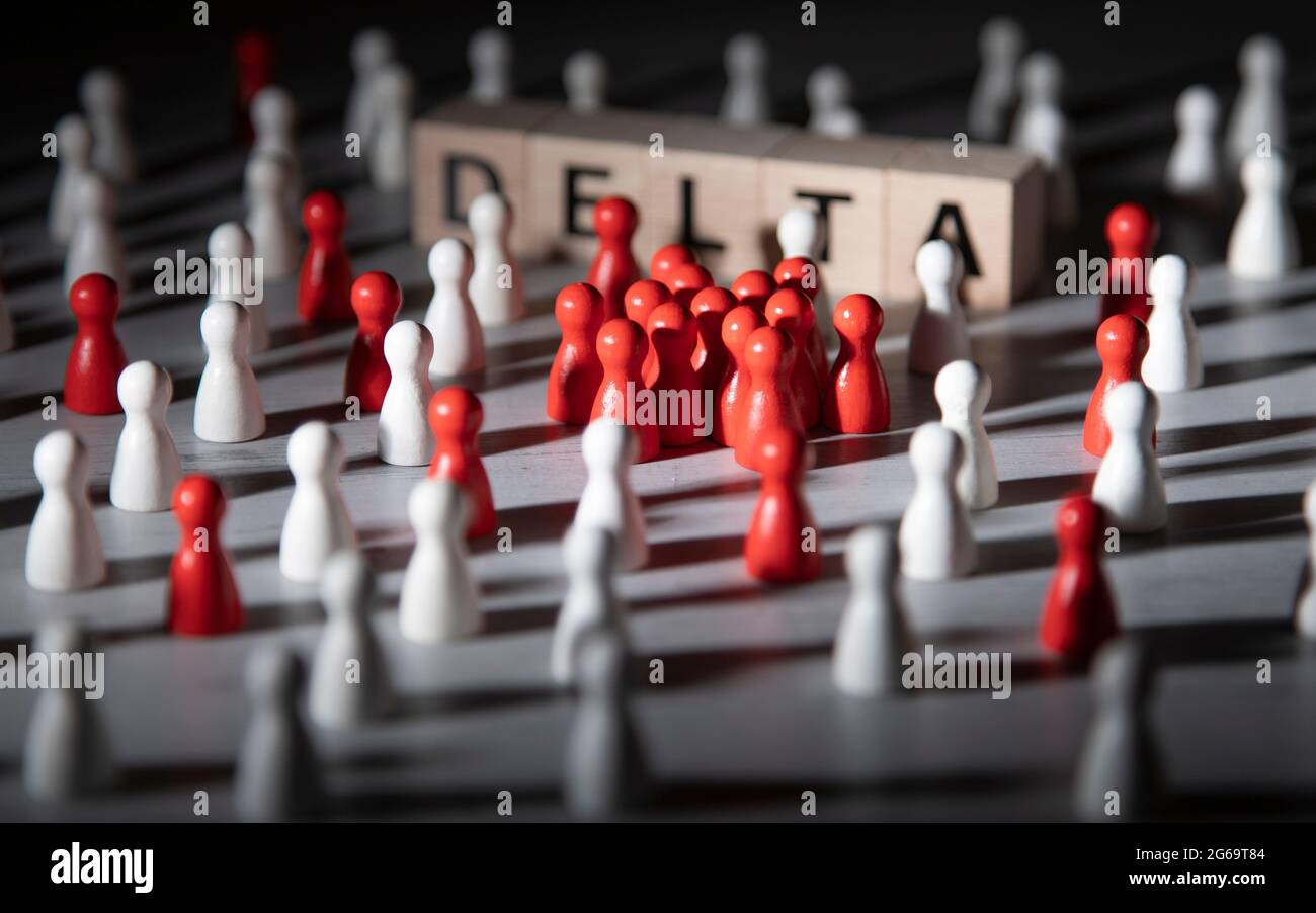 wooden blocks with the word delta surrounded by white and red wooden ...