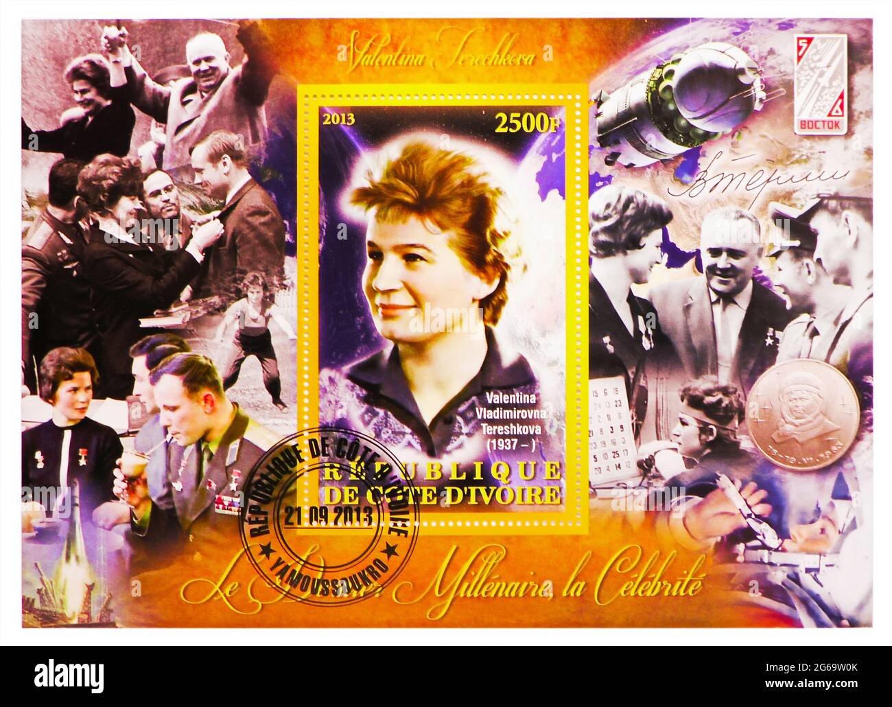 MOSCOW, RUSSIA - MARCH 28, 2020: Postage stamp printed in Cote d'Ivoire ...