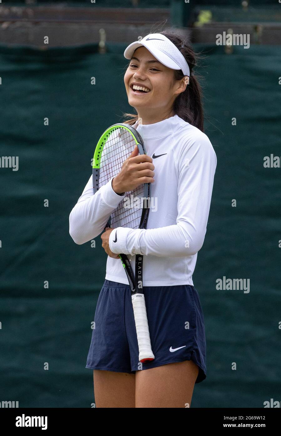 Emma Raducanu at a practice session on the Aorangi Practice Courts on ...