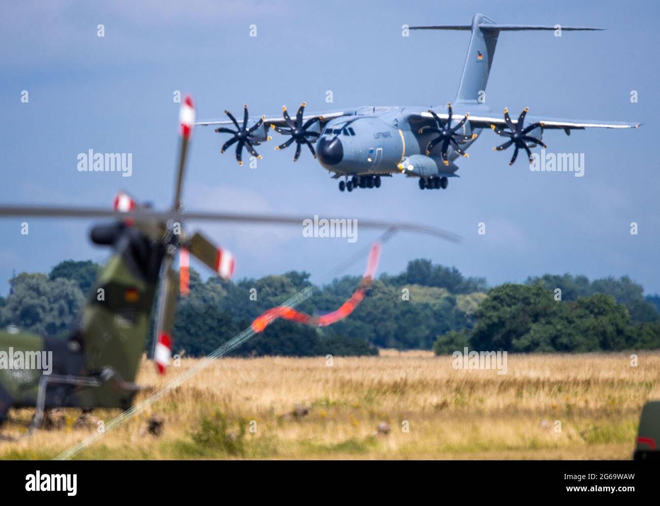 Trollenhagen, Germany. 04th July, 2021. An A400 M transport aircraft ...