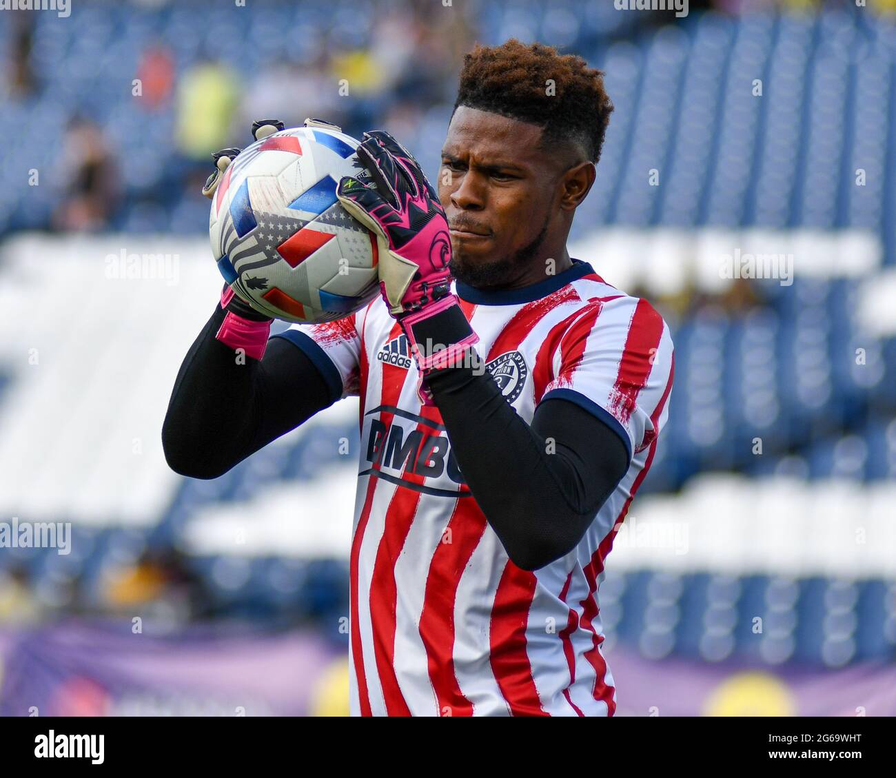 July 03, 2021: Philadelphia goalkeeper, Andre Blake (18), during pre ...