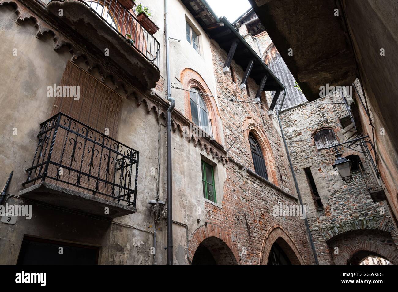 Lanzo-italy-June 2021 The historic center of the characteristic village ...