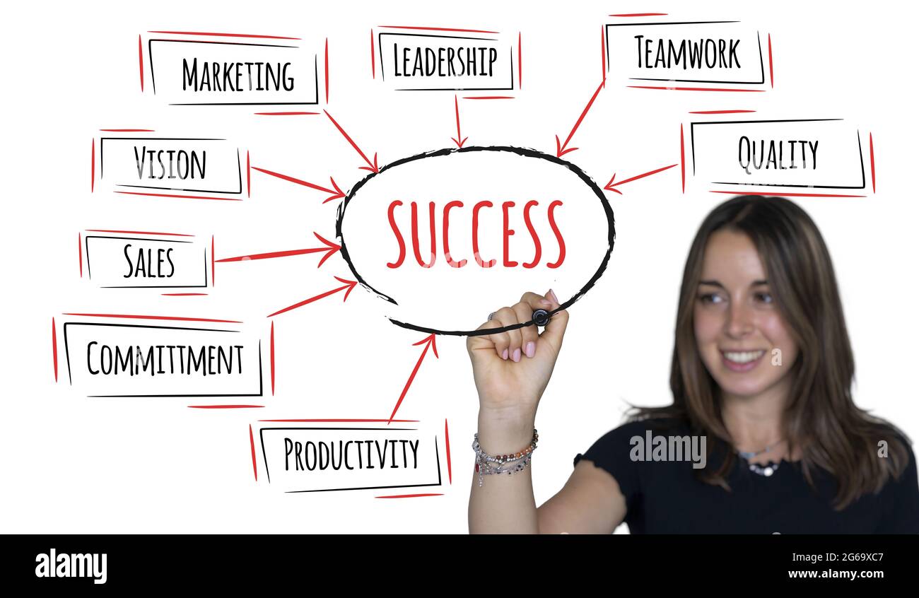 Success schema in a whiteboard. Success business strategy concept ...