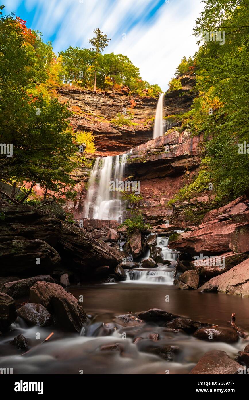 Long exposure of upper and lower Kaaterskill falls Stock Photo - Alamy