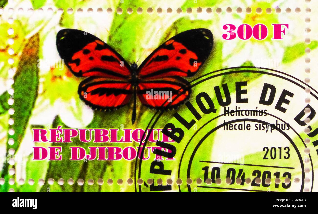 MOSCOW, RUSSIA - MARCH 28, 2020: Postage stamp printed in Djibouti ...