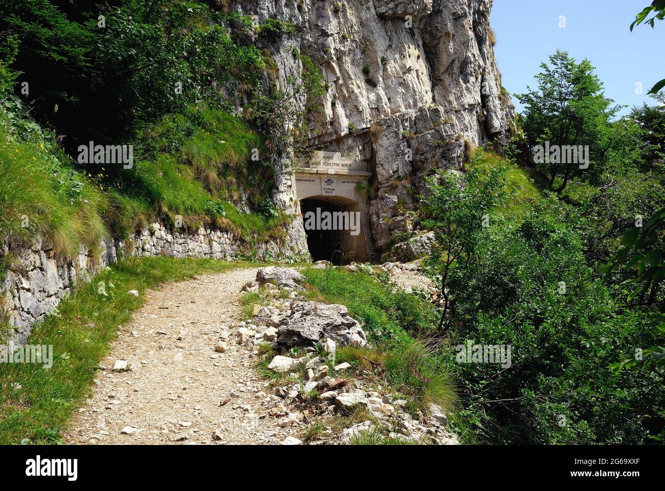 Veneto, Italy. 'Strada delle 52 gallerie' (52 tunnels trail) of Mount ...