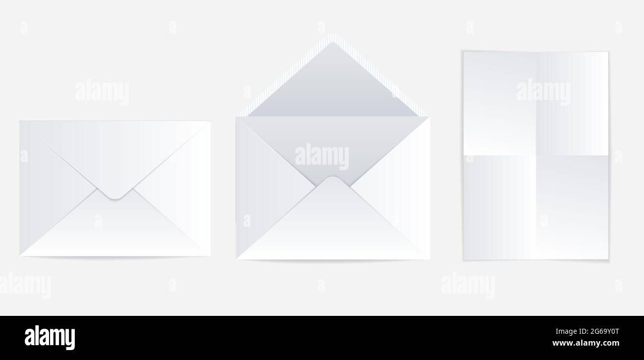 Realistic blank white letter paper DL envelope front view Stock Vector ...