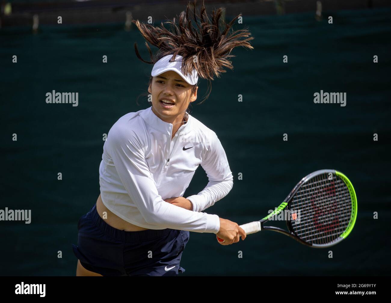 Emma Raducanu at a practice session on the Aorangi Practice Courts on ...