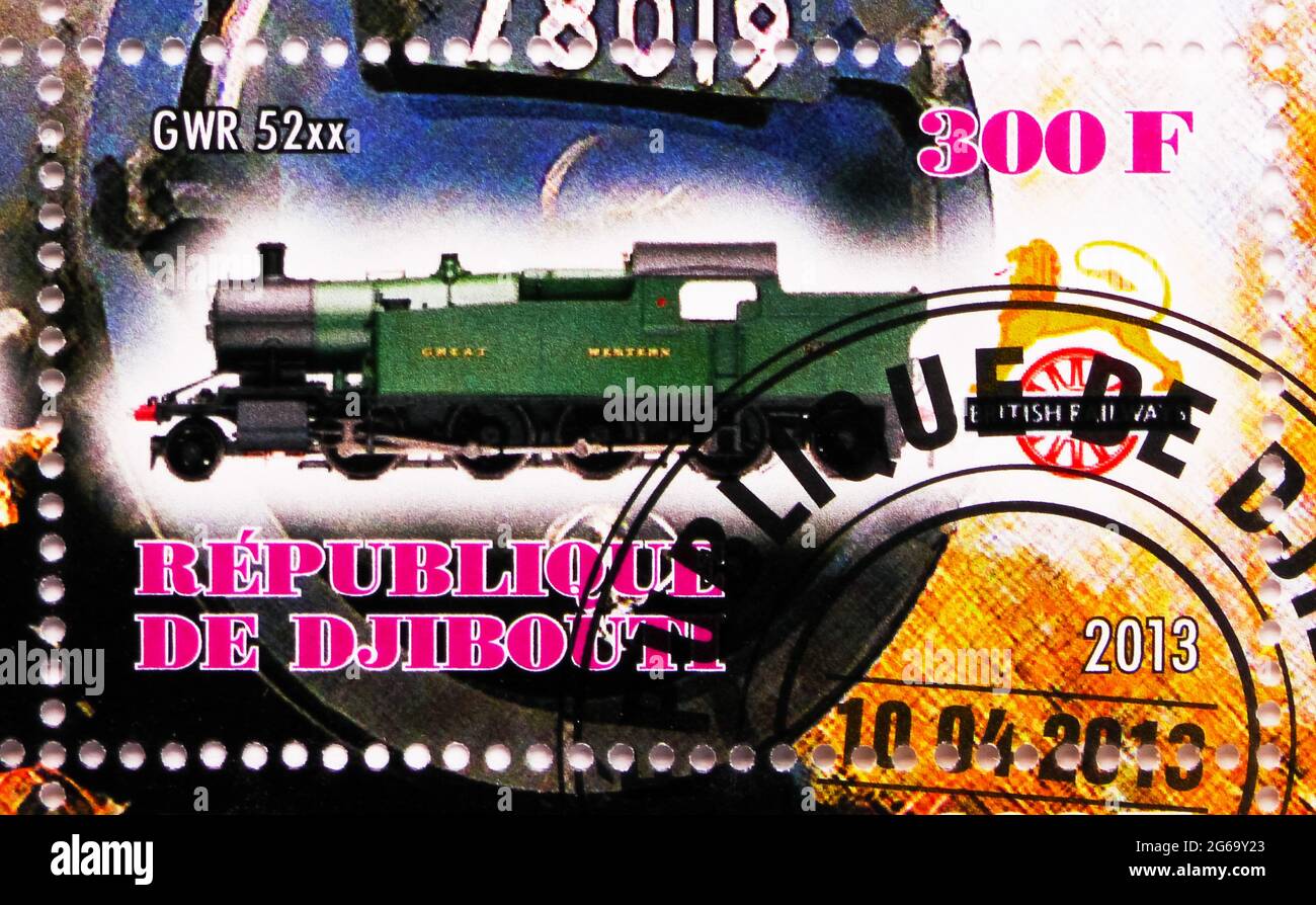 MOSCOW, RUSSIA - MARCH 28, 2020: Postage stamp printed in Djibouti ...