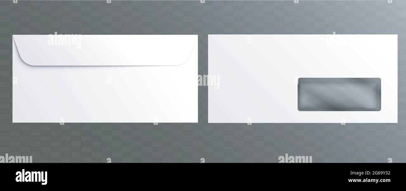 Realistic blank white letter paper DL envelope front view Stock Vector ...