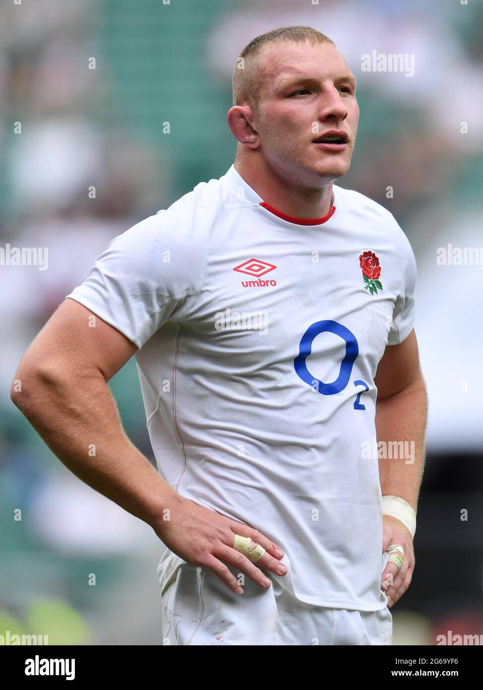 Twickenham Stadium, England, UK. 4th July, 2021. England's Sam ...