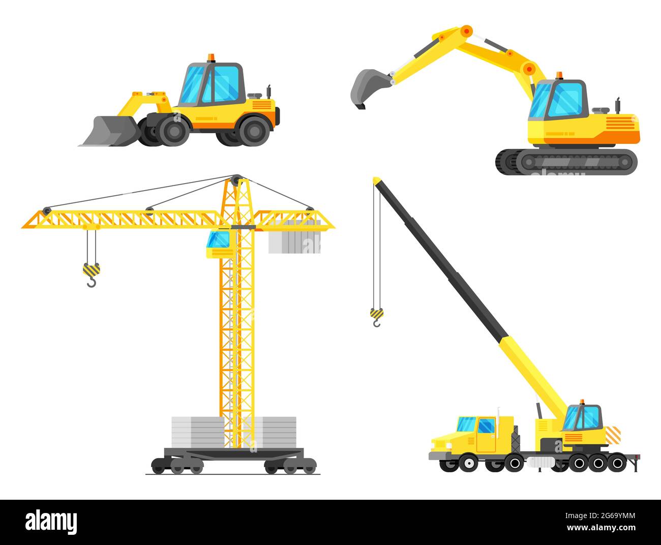 Building Machines Icon Set. Construction Equipment Stock Vector Image ...