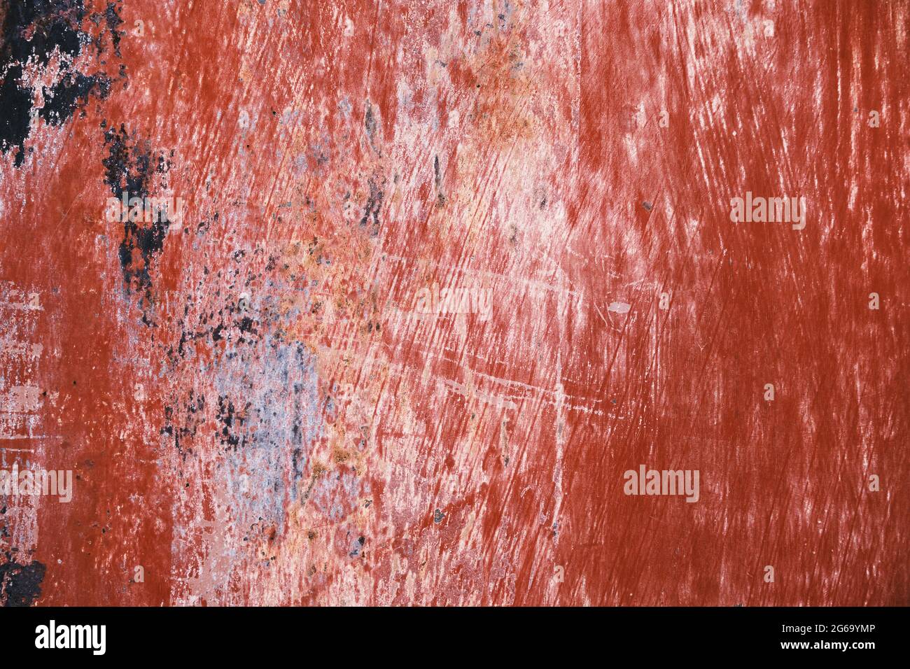 Old corroded metal with worn out red peeling paint, grunge background ...