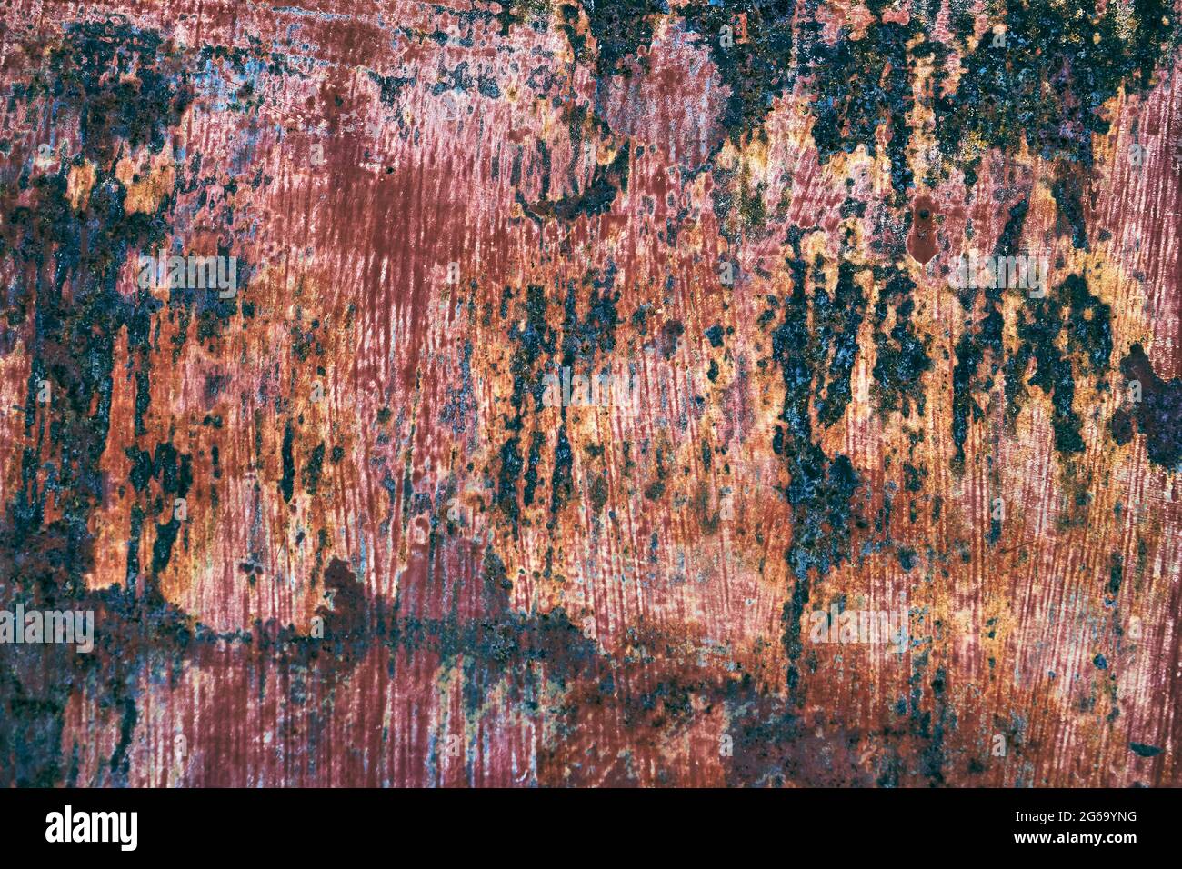 Old corroded metal with worn out red peeling paint, grunge background ...