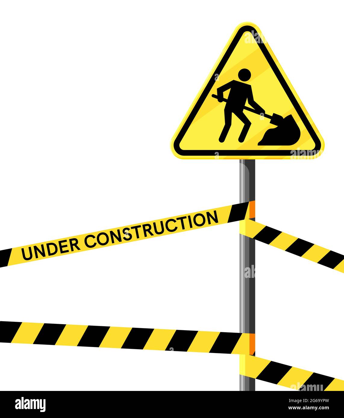 Under Construction Sign with Man Digging Ground Stock Vector Image ...