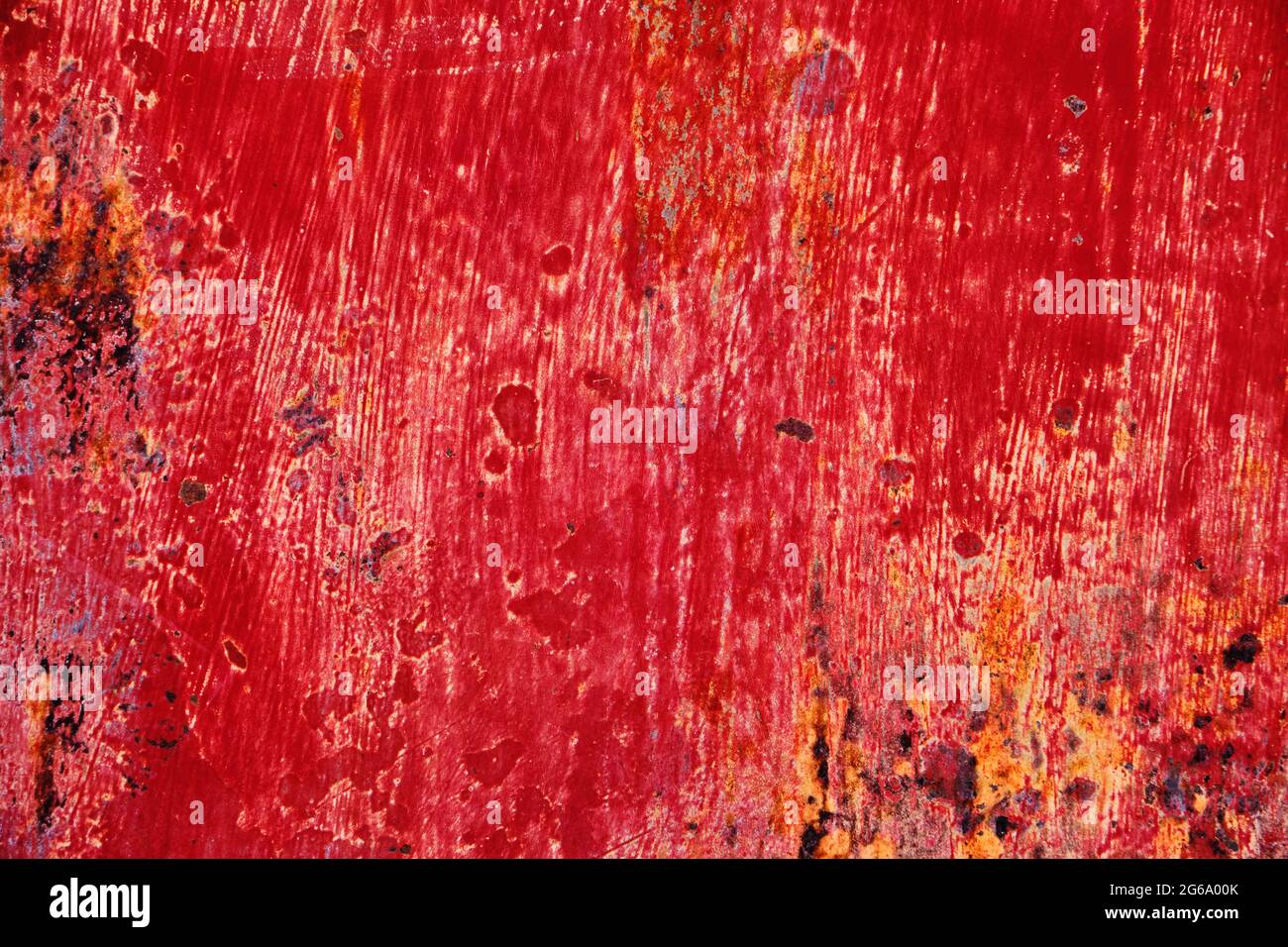 Old corroded metal with worn out red peeling paint, grunge background ...