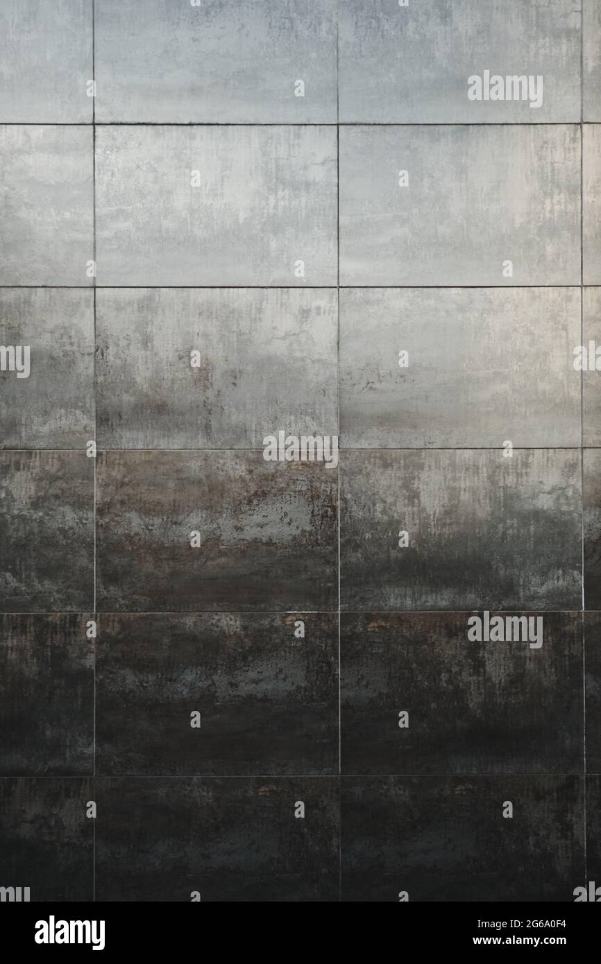 Modern distressed tiled wall with oxidized effect and texture Stock ...