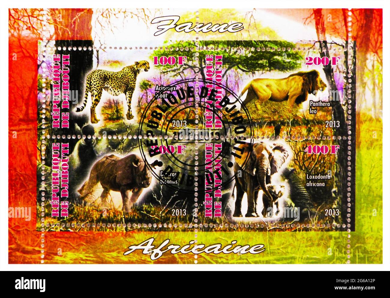Cheetah acinonyx jubatus postage stamp hi-res stock photography and ...