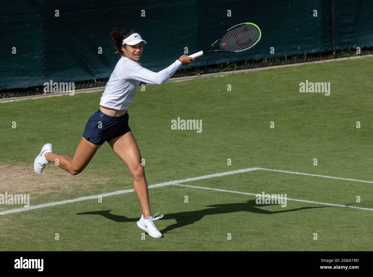 Emma Raducanu at a practice session on the Aorangi Practice Courts on ...