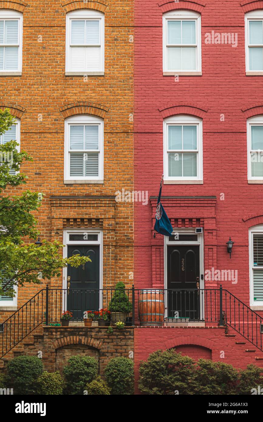 Two contrasting row houses next to each other in Alexandria, Virginia ...