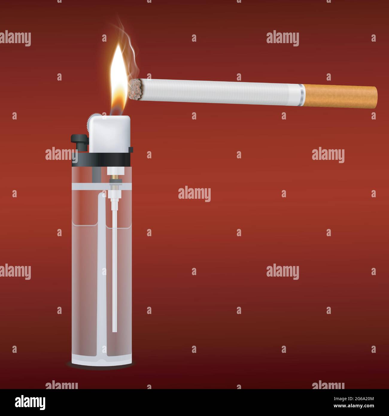 Realistic white Lighter and Burning Cigarette Card Concept Stock Vector ...