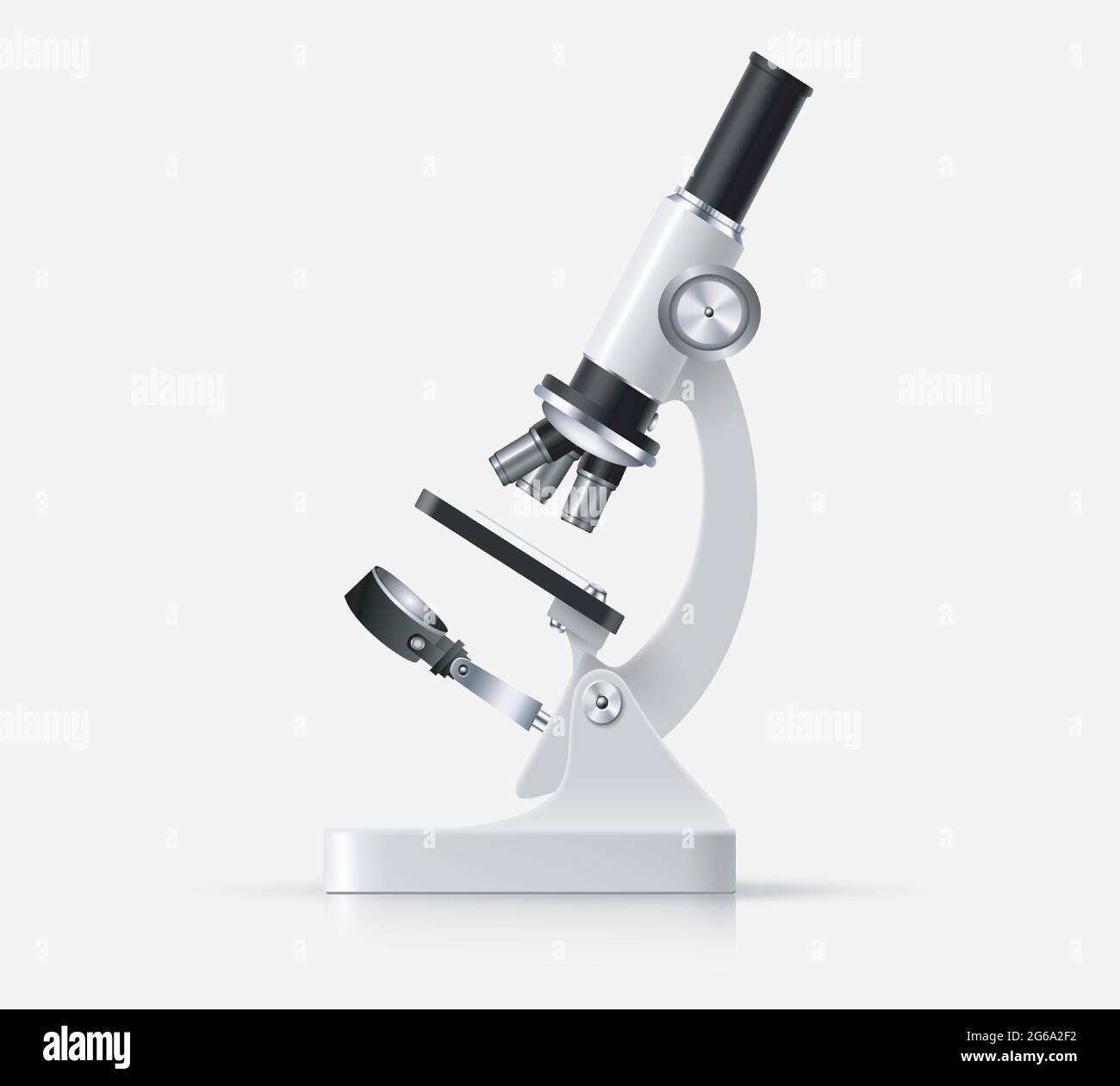 Realistic microscope. 3d chemistry, pharmaceutical instrument ...
