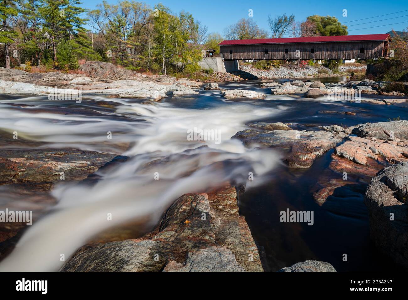 Jay covered bridge over Ausable river Stock Photo - Alamy
