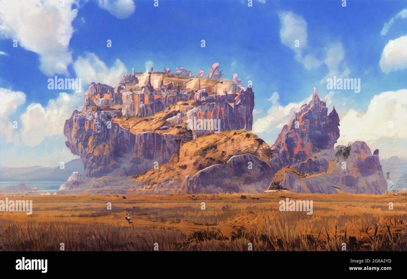 Fantasy landsacape artwork illustration Stock Photo - Alamy