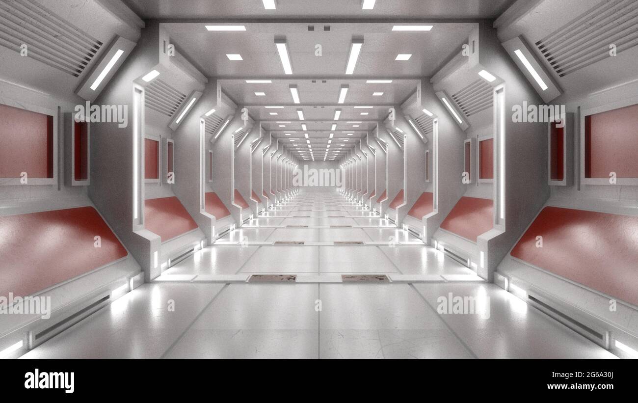 3d render. Futuristic hallway. Concept of modern architecture and ...