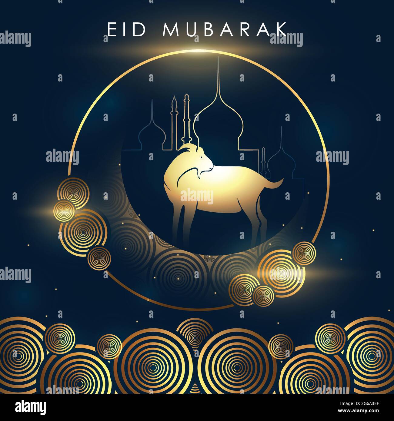 Poster of Eid Mubarak with golden color goat and golden color outline ...
