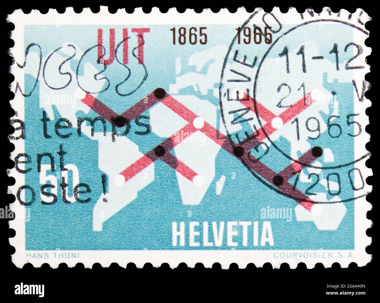 MOSCOW, RUSSIA - APRIL 18, 2020: Postage stamp printed in Switzerland ...