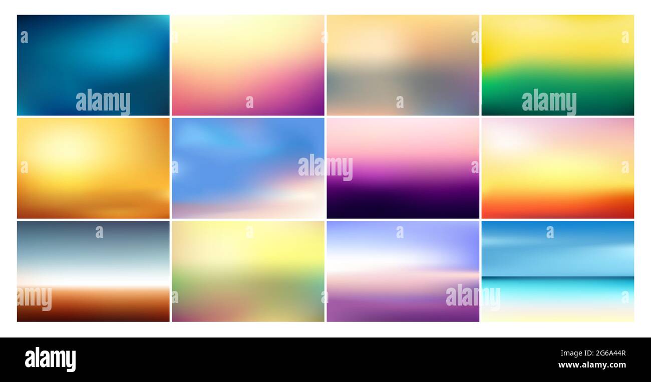 Vector illustration set of blurred backgrounds in pastel colors ...