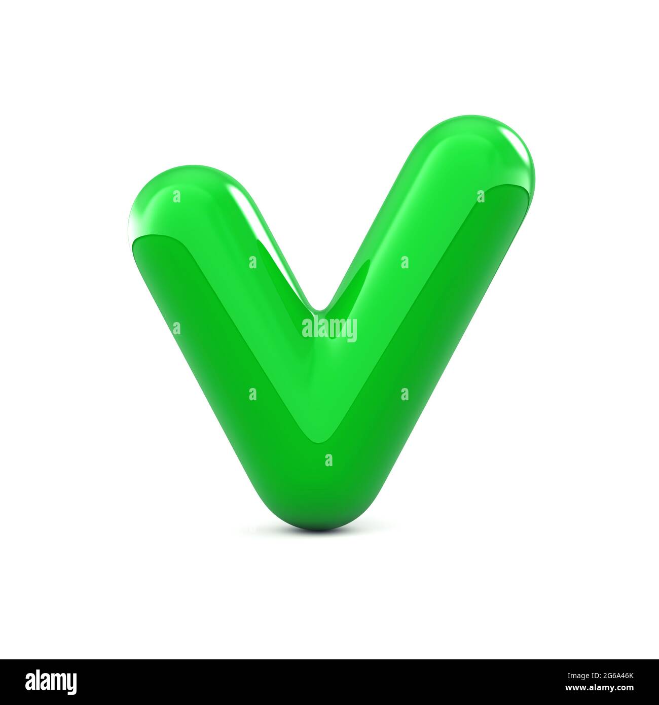 Green check mark isolated on white. Glossy green tick icon Stock Photo ...