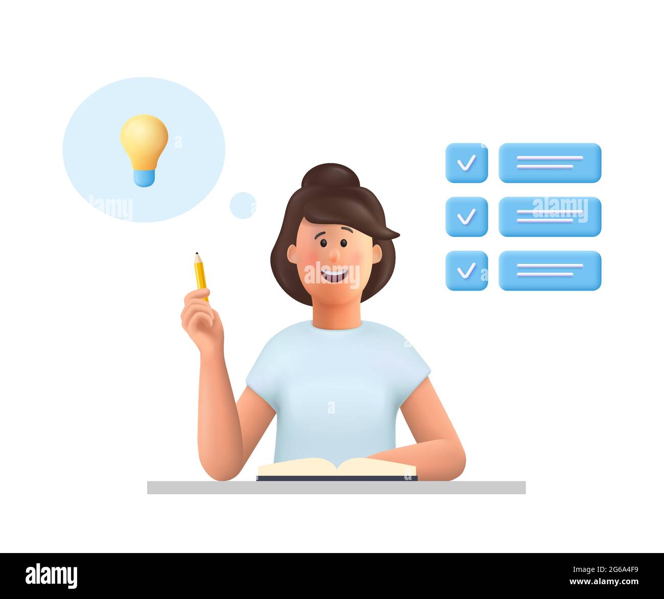 Cartoon sitting woman idea hi-res stock photography and images - Alamy