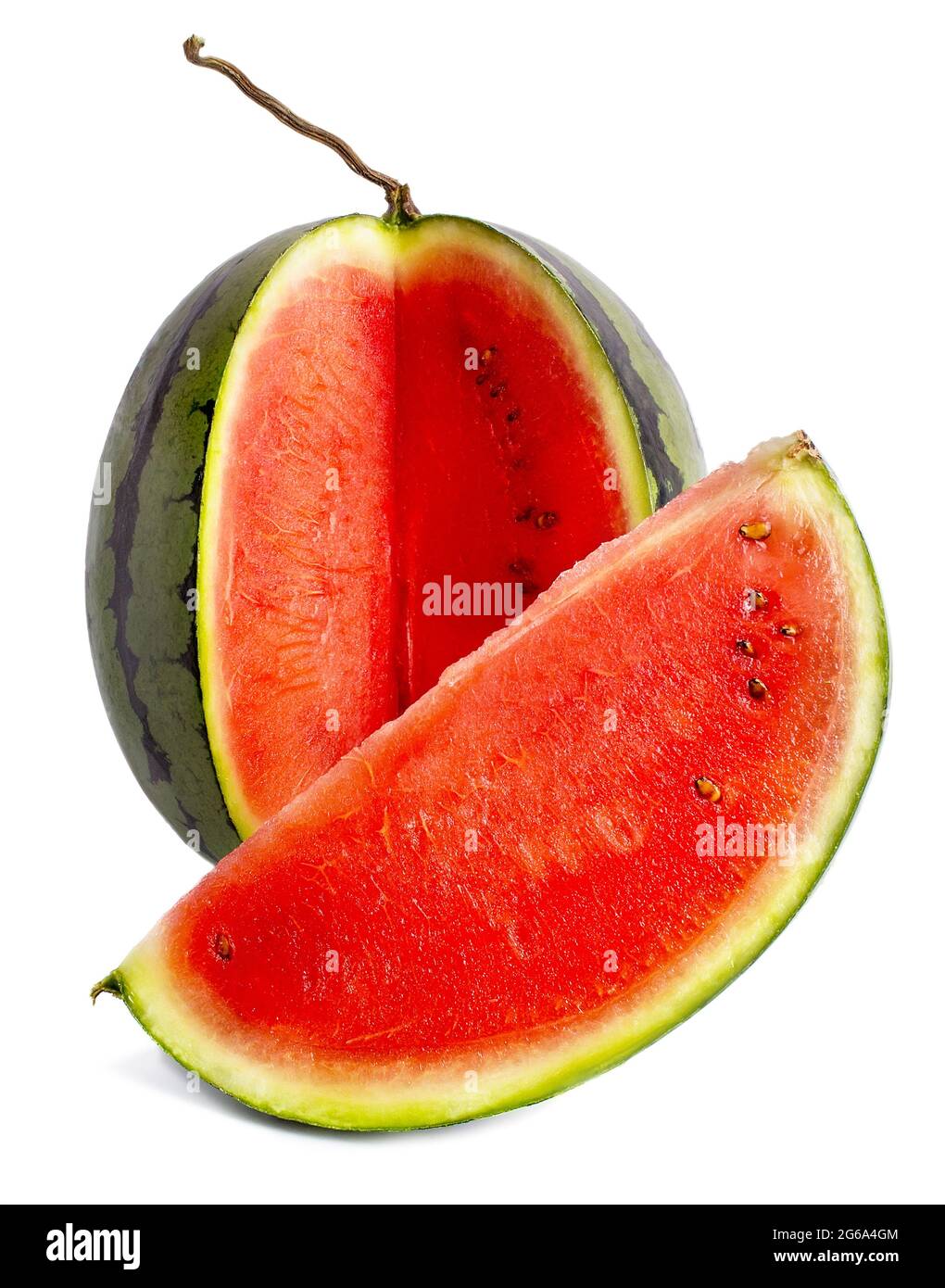 Cut ripe red watermelon on white background Stock Photo - Alamy