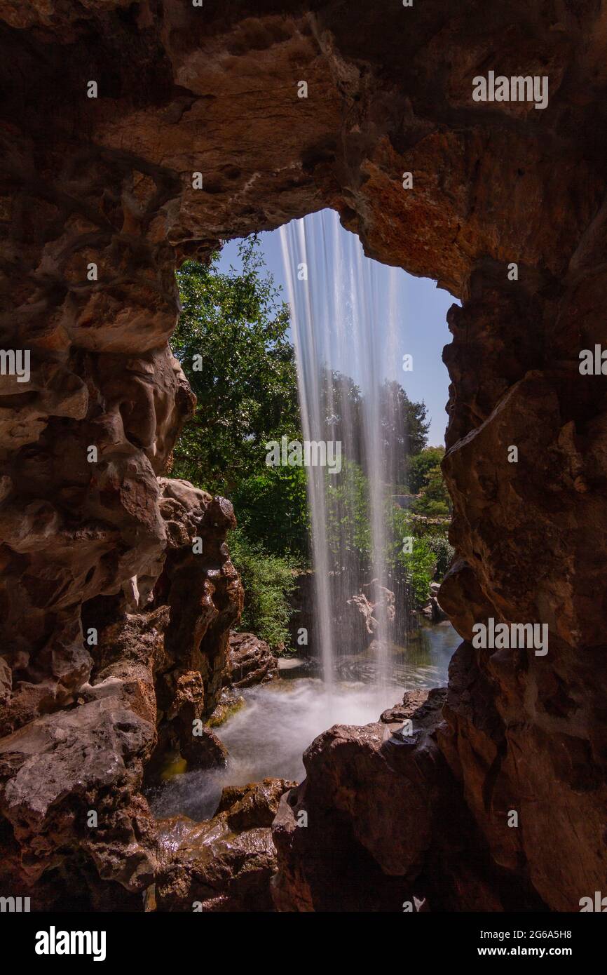 View from behind a waterfall Stock Photo - Alamy