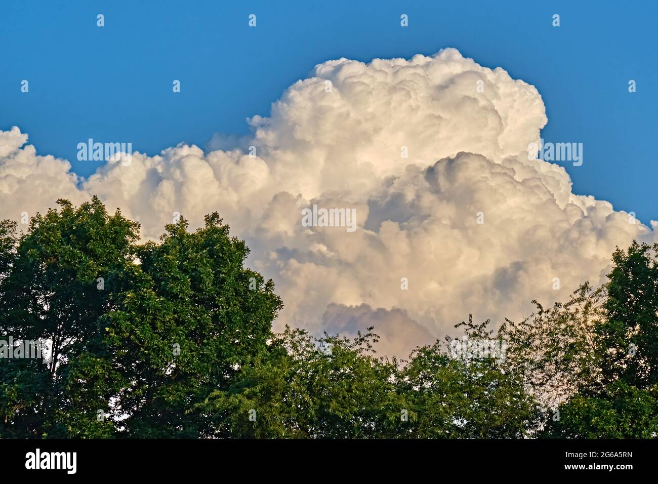 Puffy clouds before a summer sunset Stock Photo - Alamy