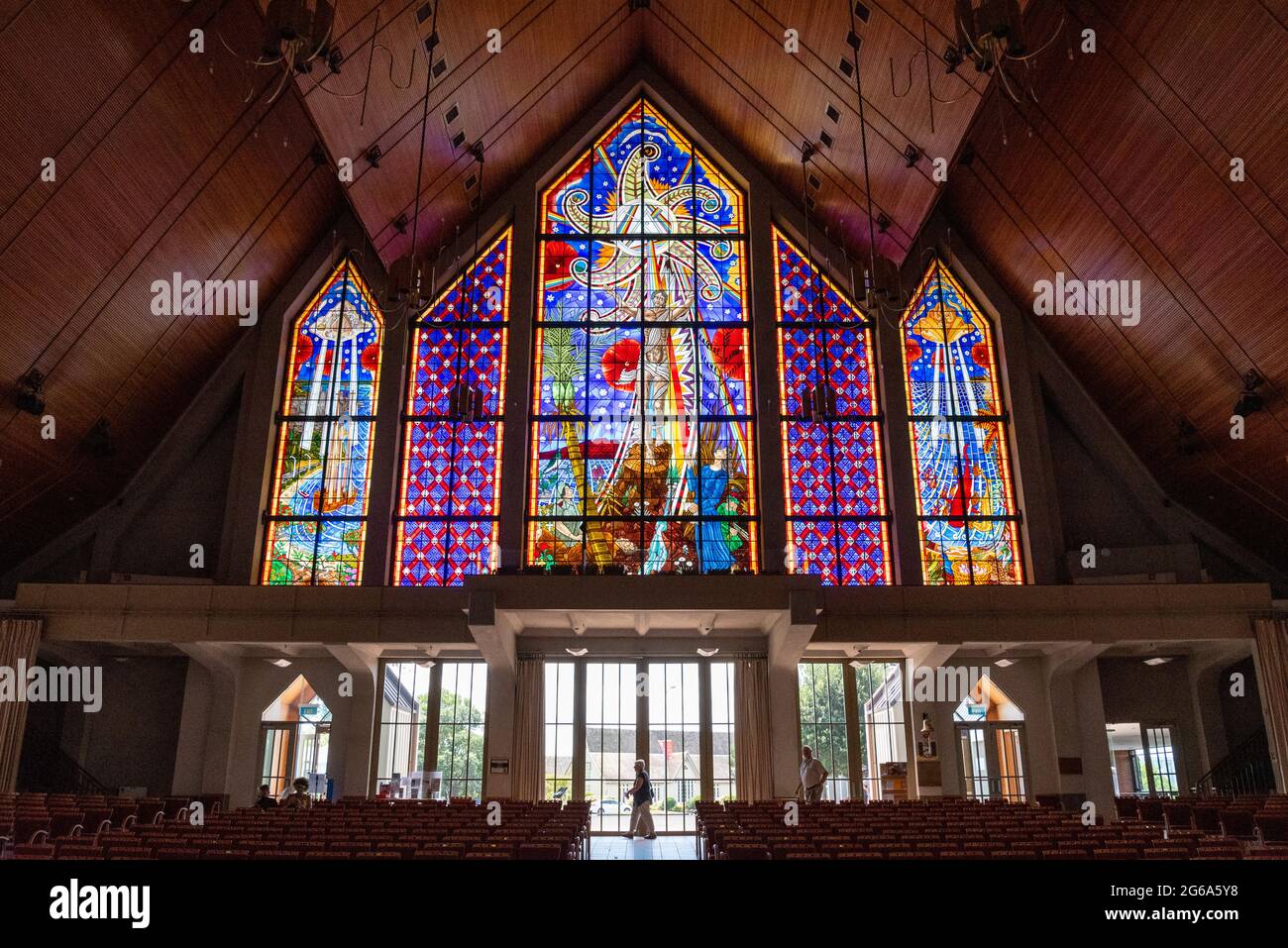 Impressive windows of the Holy Trinity Cathedral in Auckland, New ...