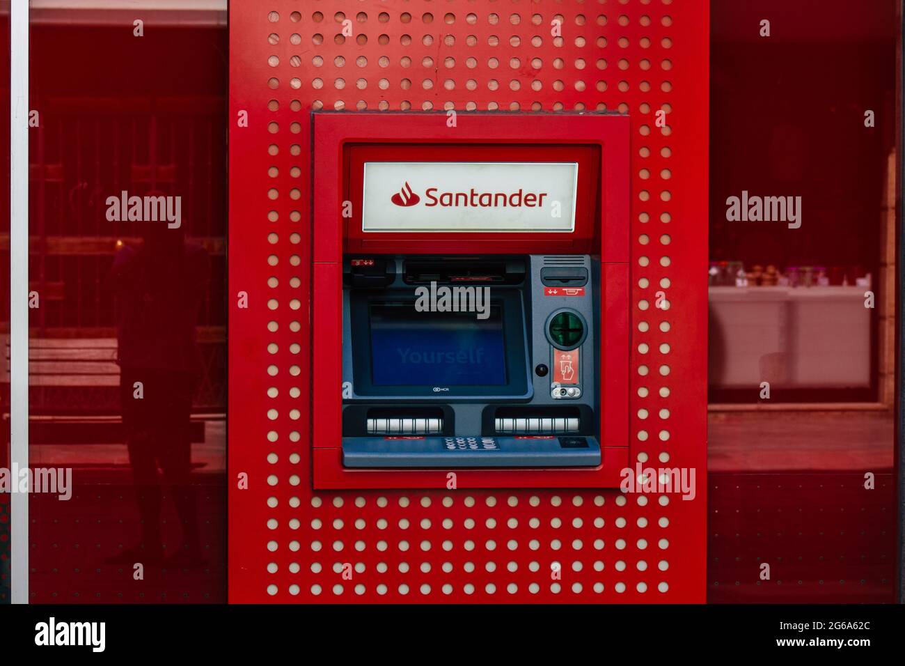 Seville Spain July 03, 2021 ATM located in the streets of Seville, an ...