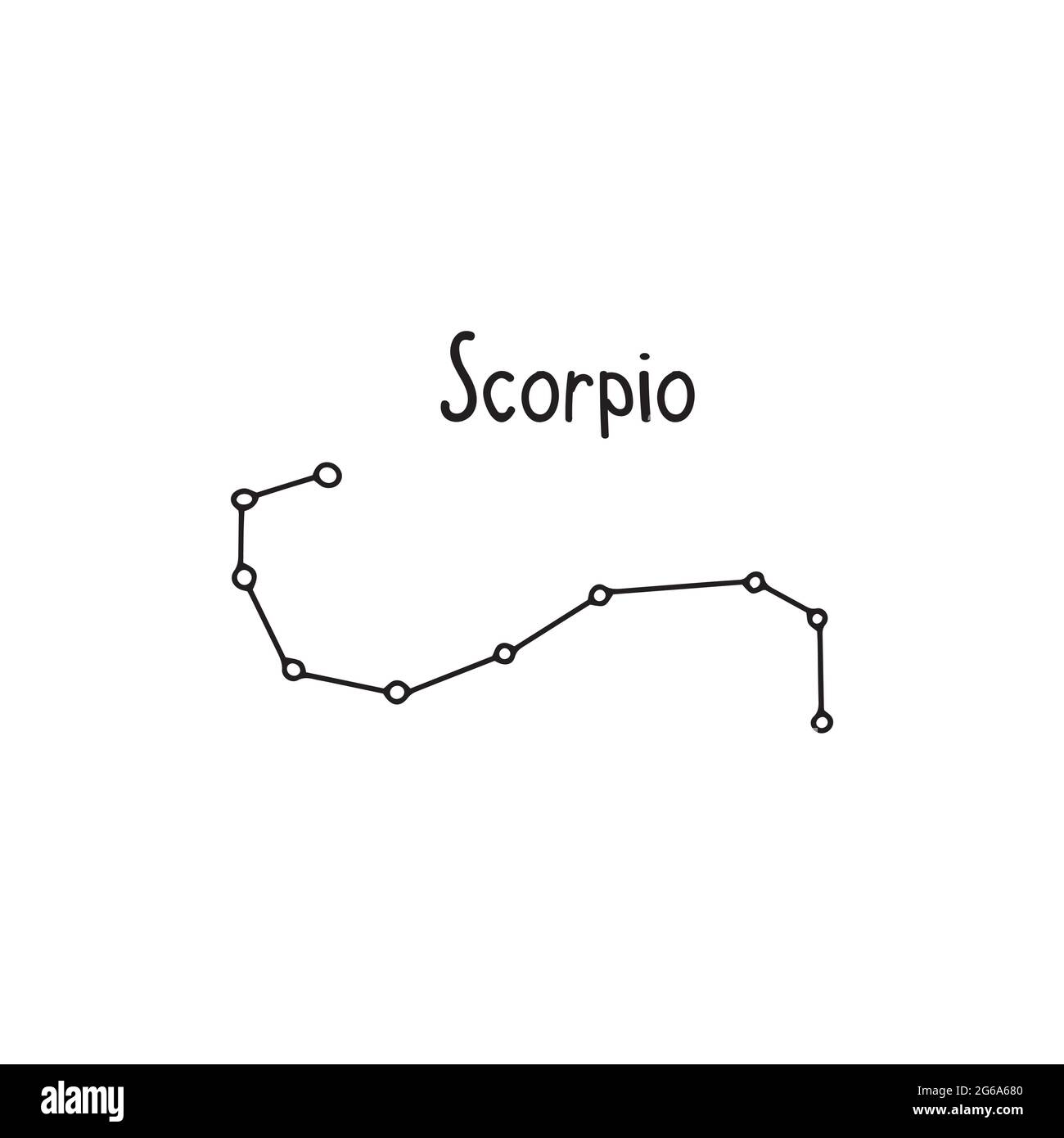 Constellation Scorpio. Black and white vector doodle illustration ...