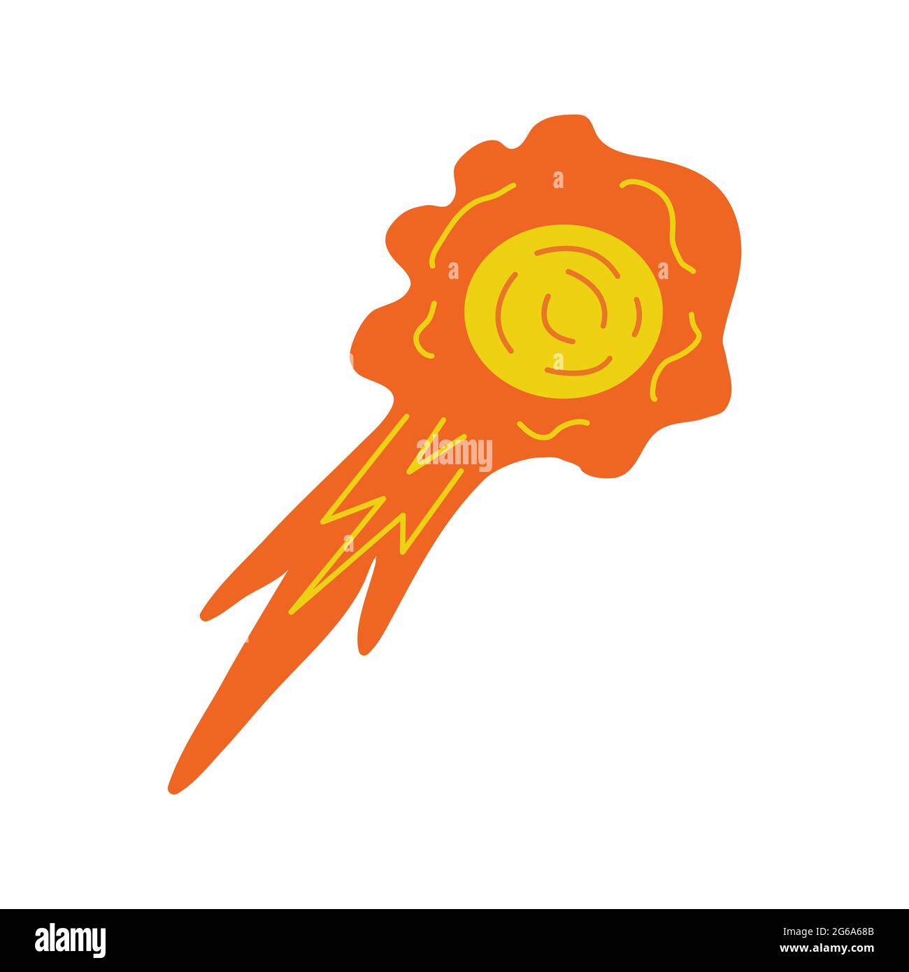 Flying fiery meteorite. Comet. Elements of the universe.Hand drawn ...