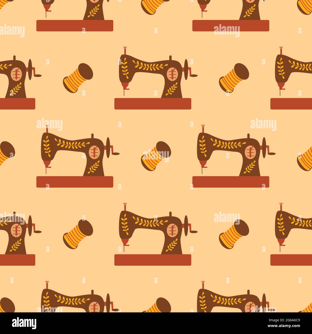 Seamless pattern sewing machine and thread. Colorful vector ...